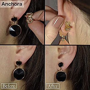 Anchora Original Magic Earring Backs for Droopy Ears | Earring Lifters for Heavy Earring | Earing Lifter Backs BAX | Earlobe Secure Clear Miracle (1 Gold 1 Rose 1 Silver)