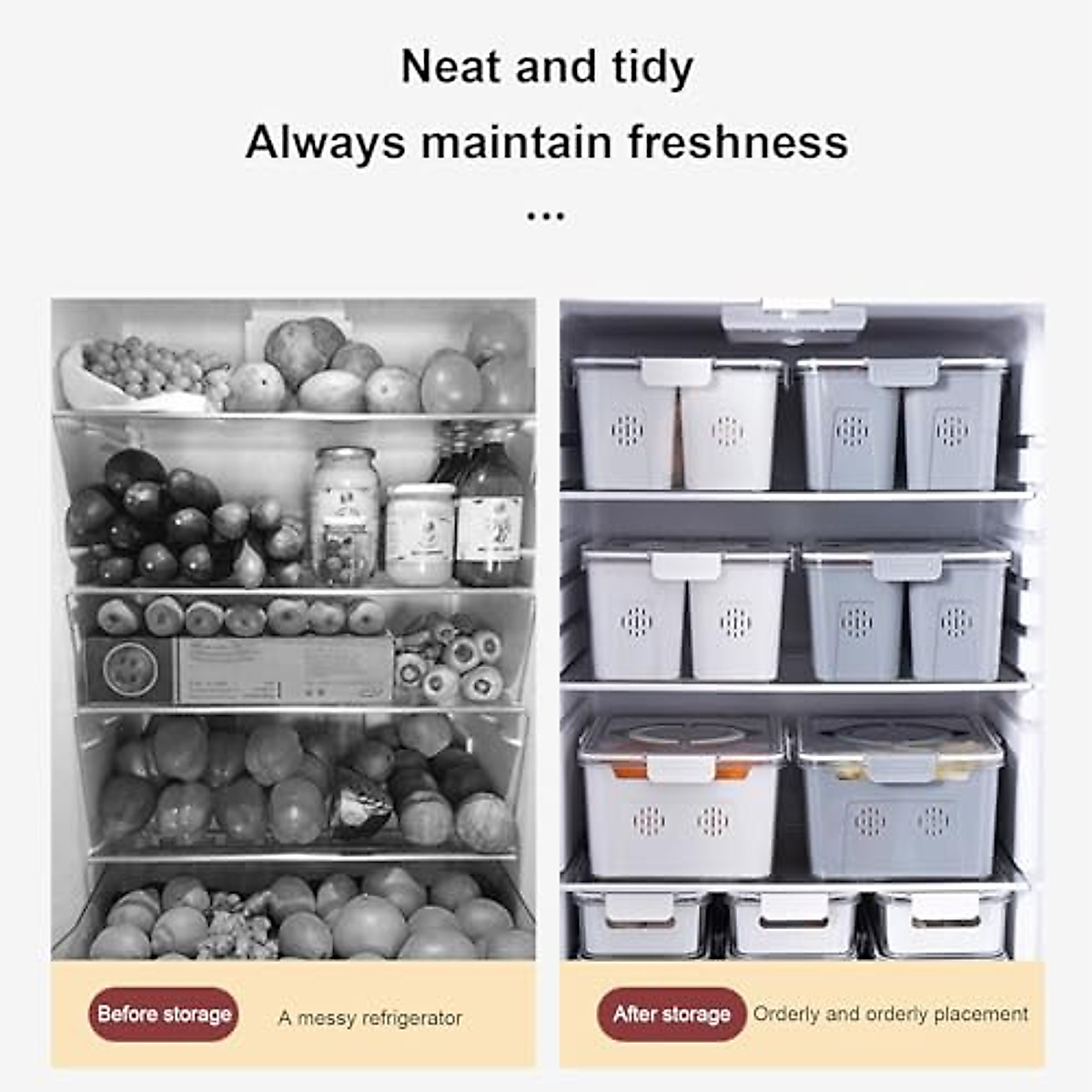 Quincry Fridge Organizer with Lids，Stackable Refrigerator Organizer Bins, Removable Containers for Food and Storage，For Fruit,Refrigerator Tissue,Vegetables,Food And Beverages (4 Compartments-White)
