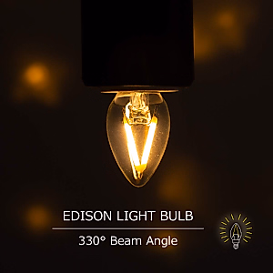 DORESshop C7 Mini Candelabra LED Bulb, LED Filament Night Bulb, Christmas Light Bulbs, 2W (20W Equivalent), E12 Candelabra Base, No Dimmable, Perfect for Holiday, Christmas, Home Decorative, 4Pack