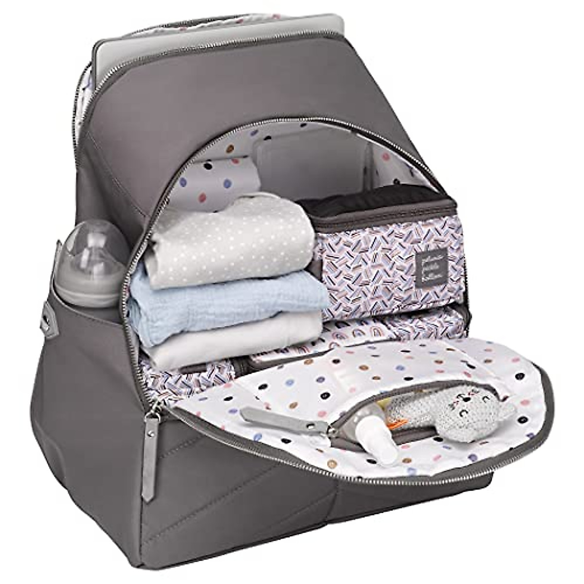 Petunia Pickle Bottom Inter-Mix Slope Backpack - Machine-Washable Diaper Bag - Ultimate His & Hers Backpack - Spacious & Versatile Bag - Compatible with Inter-Mix Systems - Charcoal Microfiber