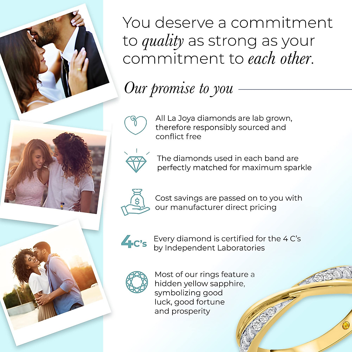 La Joya 1/4 CT TW Certified Lab Created Diamond Bands for Women - Solid 10k White Gold Diamond Wedding Rings, Anniversary Bands, Promise Rings And Stackable Bands - Women's Diamond Ring Size 7.5