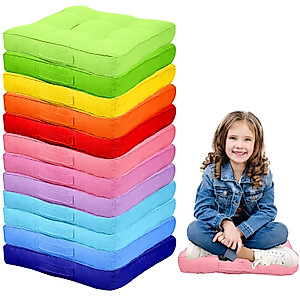 Gerrii 12 Pieces Floor Cushions Classroom Flexible Floor Seating Cushions Pillows for Kids in Home School Classroom Kindergarten Daycare Nursery (Bright Color,Square)