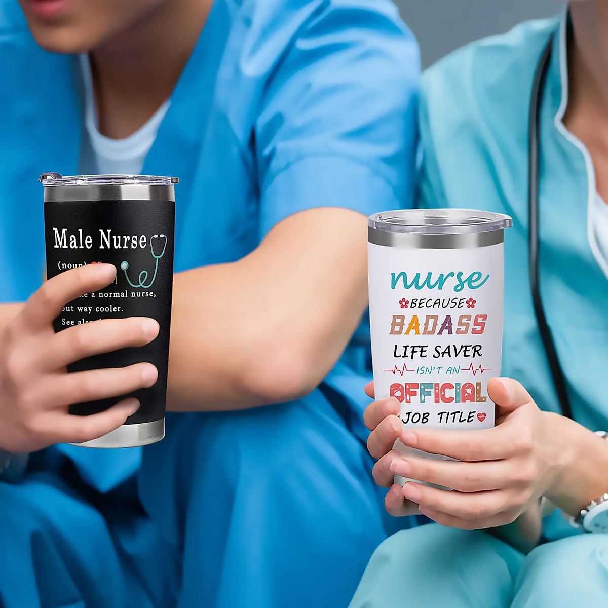 EchoMaven Nurse Gifts for Men, Male Nurse Gifts Ideas for Nurse Week, 20oz Male Nurse Stainless Steel Travel Tumbler with Lid, Nurse Practitioner Gifts Christmas Birthday Gifts for Son Friends, Black