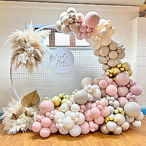 YSF Boho Balloon Garland Arch Kit 146pcs Pink Gold White Sand Ivory Balloons for Bridal Shower Baby Shower Birthday Wedding Baptism Engagement Theme Party Decorations