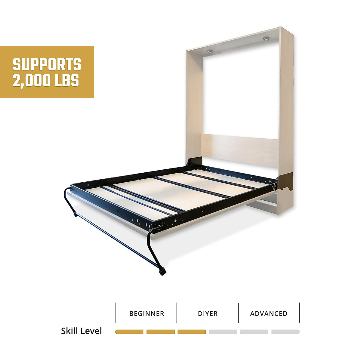 Wilding Wallbeds Murphy Bed Mechanism Kit Vertical Wall Bed, DIY Frame Hardware for Folding Cabinet, Easy to Build Hidden Bed (King)