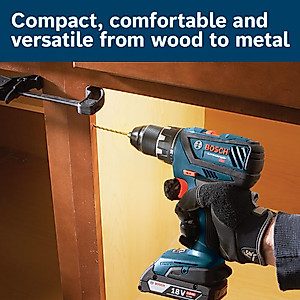 BOSCH GXL18V-496B22 18V 4-Tool Combo Kit with Compact Tough 1/2 In. Drill/Driver, Two-In-One 1/4 In. and 1/2 In. Bit/Socket Impact Driver, Compact Reciprocating Saw, LED Worklight and 2 Ah Batteries