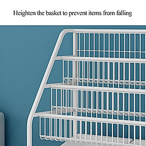 MOAMUN Kids Bookshelf Children Book Organizer 5 Tier Metal Kids Bookcases and Toy Storage Rack with 4 Cube Bins for Playroom Bedroom Living Room Study Room( Beige)