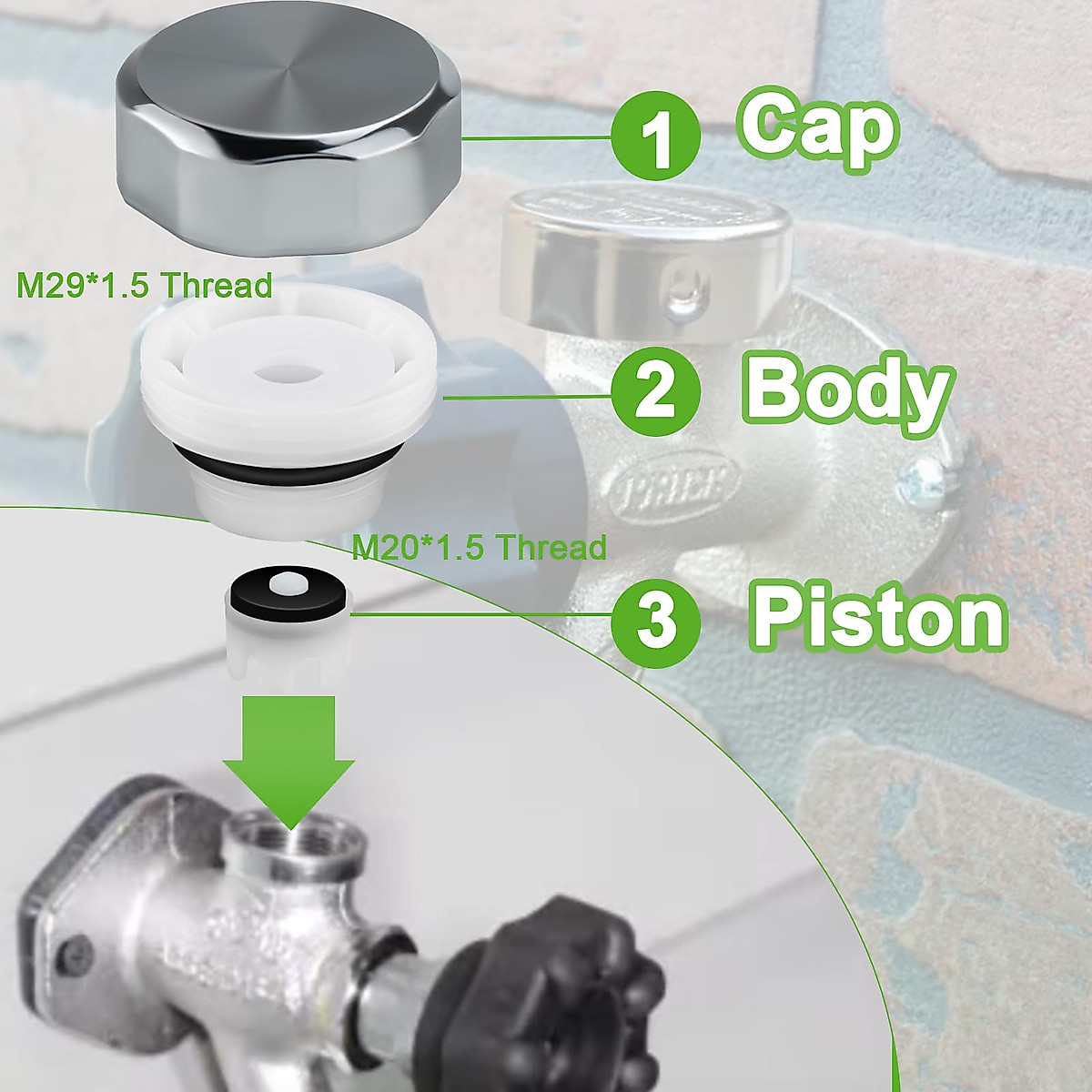 Jingzan 2 PACK VACVBKX1B Vacuum Breaker Replacement Kit for Traditional Anti-Siphon Frost-Free Sillcock Valves, Silver Color Anti Siphon Valve Repair Kit