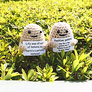 Positive Potato Knitted - 1 Pack Potato Crochet Dolls Toys, Christmas Thanksgiving Birthday Cheer Up Gifts Funny Cute Mini Home Office Decor for Women Girls Friends Guys