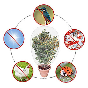 Unves Large 2 Pcs Garden Plant Netting Bird Barrier Mesh Fruit Tree Netting with Drawstring, 3 x 4.5ft Plant Cover Netting Bags Protect Plant Fruits Vegetables Flower from Bird Eating