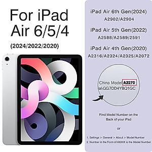 Dwopar for iPad Air 6/5/4 Case, iPad Air 5th Generation Case for 10.9 Inch 2022,2024 Protective Cover for iPad Air 11 inch with Pencil Holder, Support Wireless Charging, Smart Trifold Stand (Green)