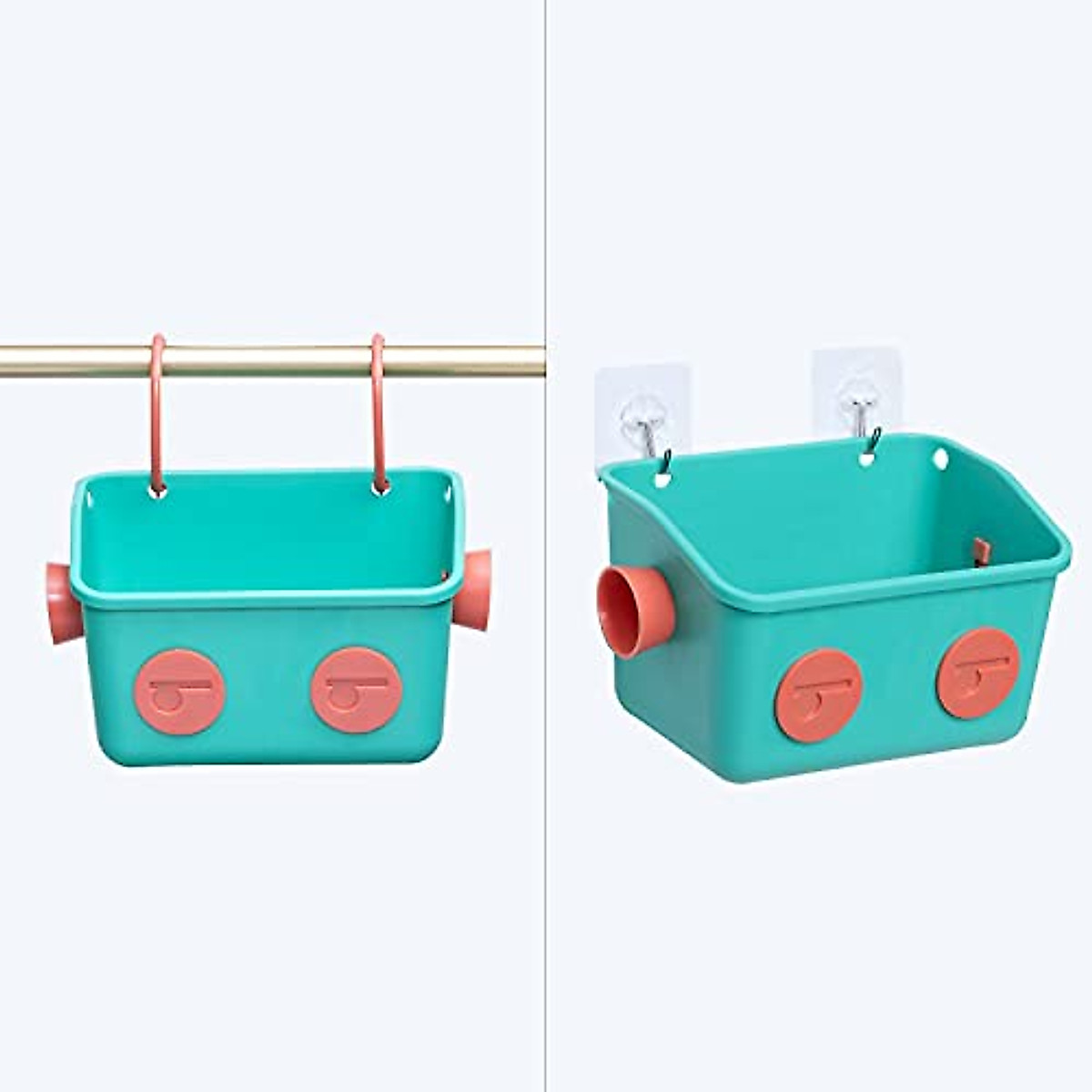 LUFOFOX Bath Toy Storage Organizer Basket, 3 Layers Colorful Robot Modeling Wall Mounted Kids Hanging Shower Caddy with Hooks for Shampoo