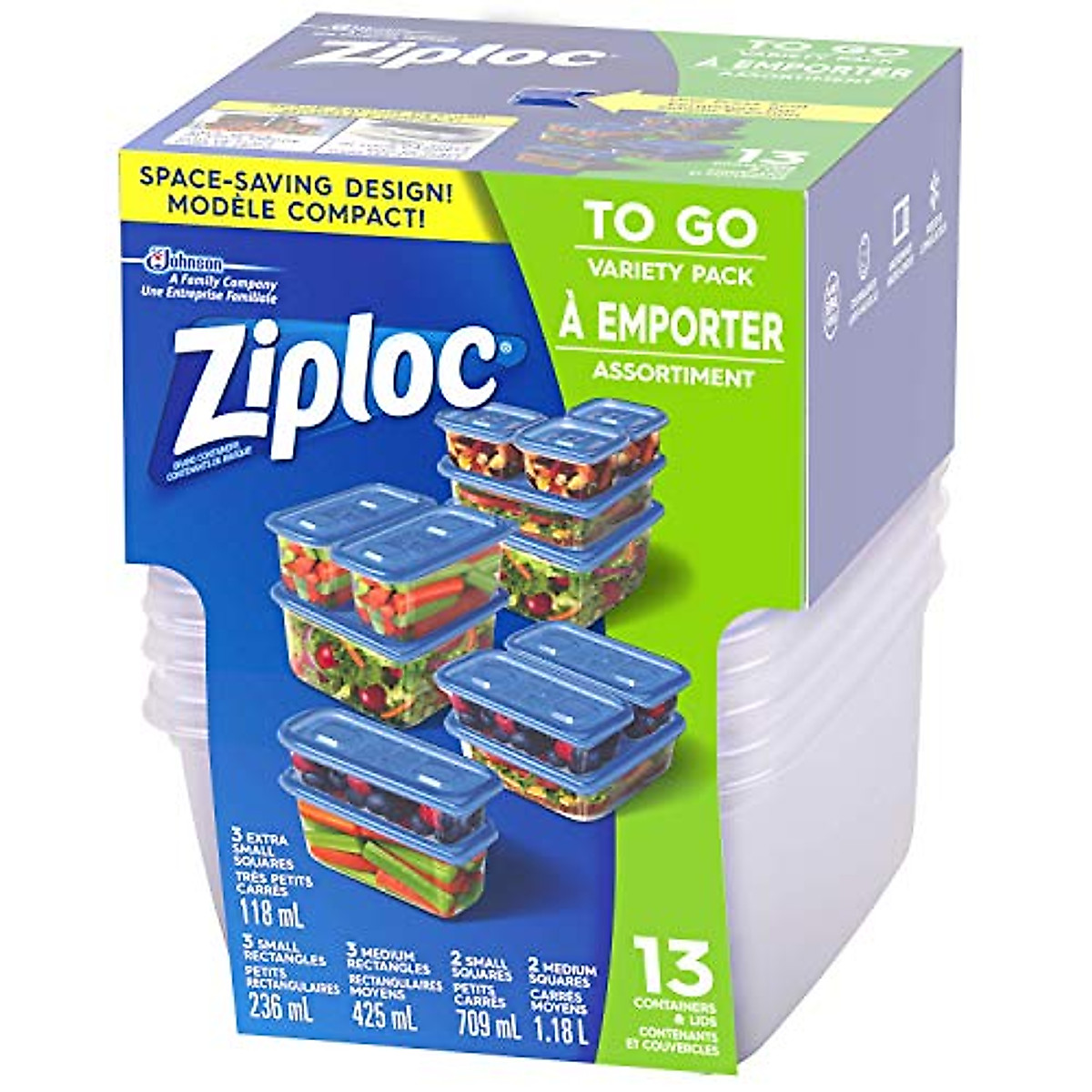 Ziploc 26 Pack To Go Disposable Rectangular Food Containers, 1.18L, Small