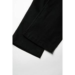 THWEI Mens Casual Cargo Pants Cotton Jogger Sweatpants Elastic Waist Trousers Black S