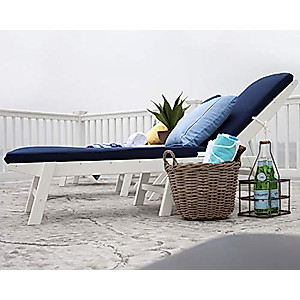 POLYWOOD NAW2280WH Nautical Wheeled Chaise, Stackable, White