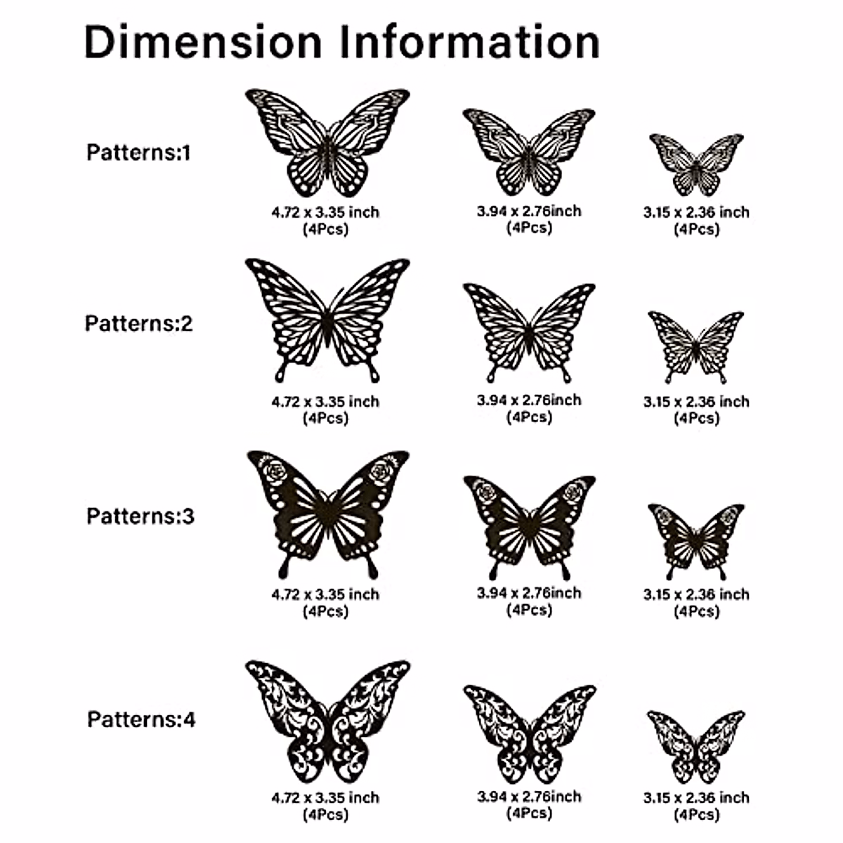 48Pcs Butterfly Wall Stickers, 3D Butterfly Wall Decor Black Butterfly Party Decorations Birthday Cake Decorations Removable Wall Stickers Room Decor for Baby Shower Party Girls Kids(Black)