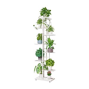 MTB Garden 8 Tier Metal Plant Stand for Indoor Outdoor Flower Pot Display Planter Shelf, White