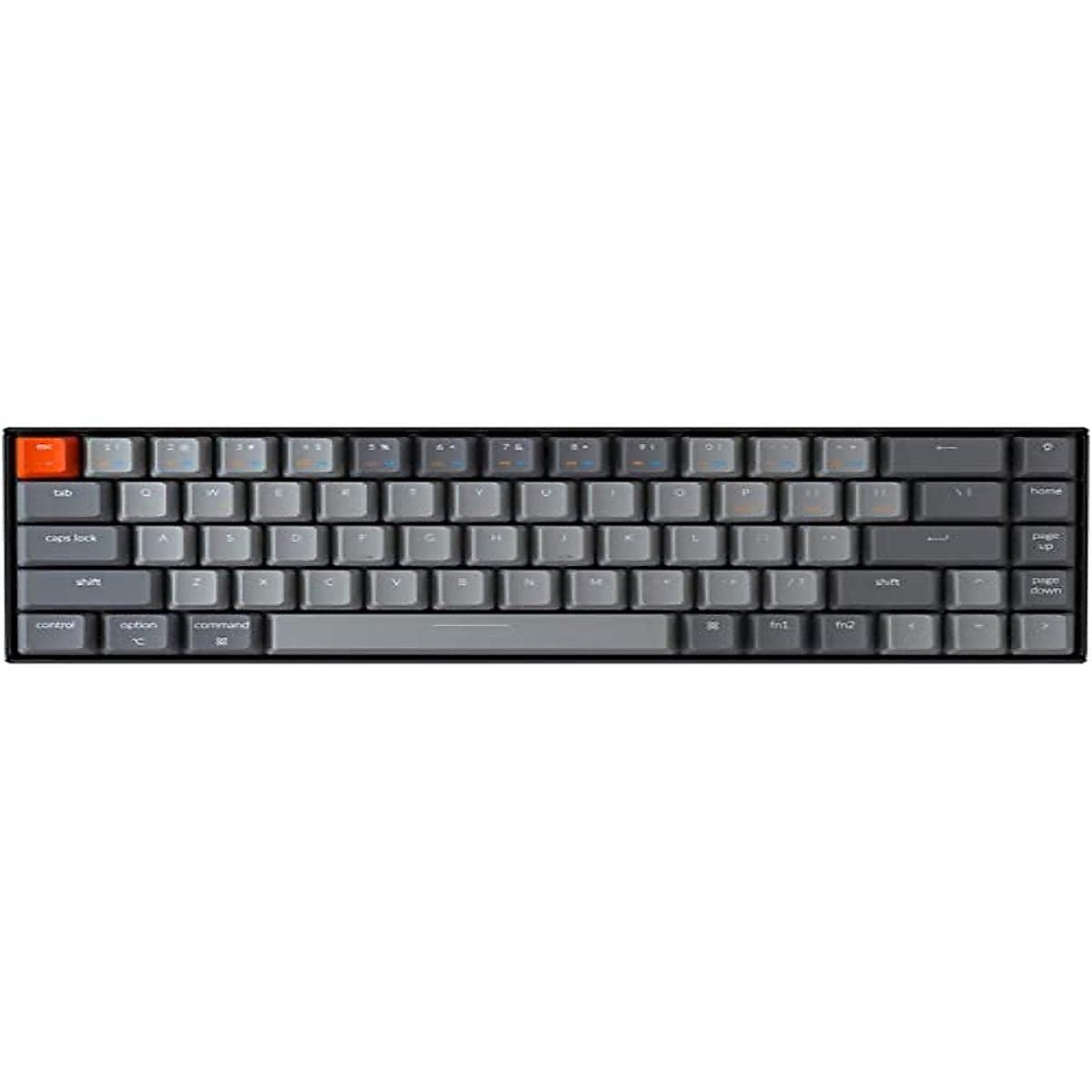 Keychron K6 Hot Swappable Wireless Bluetooth 5.1/Wired Mechanical Gaming Keyboard, 65% Compact 68-Key RGB LED Backlight/Gateron Red Switch/Rechargeable Battery for Mac Windows
