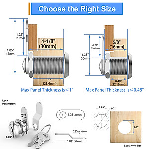 BOZXYE 3 Pack Cabinet Cam Locks Keyed Alike, 5/8" Cabinet Lock with Keys, Rv Locks for Storage Door Secure Files Drawers Mailbox RV Door Tool Box, Zinc Alloy