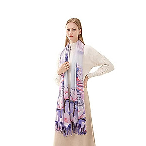 Cutewing Pashmina Shawl Scarf Fashion Peacock Shawl Wraps Large Tassel Scarves Soft Cashmere Blanket Scarf Winter Warm for Women Ladies Gift