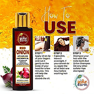 The Indie Earth best Red Onion Hair Care Combo with Red Onion Oil + Shampoo Total 400ML for Healthy and strong hair