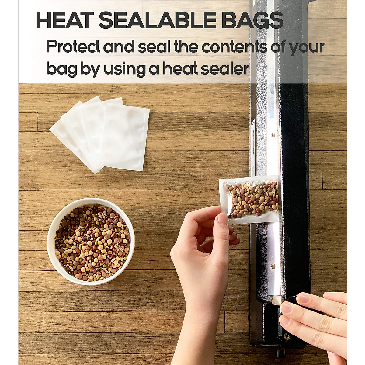 100 Count Mylar Heat Seal Bags - White and Clear Mylar Vacuum Seal Bags - Food Grade Sealable Bags for Packaging and Samples - Small Flat Sample Bags Sealable With Tear Notch (2.5 x 3.5 inch)