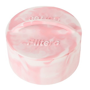 Coffee Filter Holder Storage, Container Coffee Filter Dispenser with Lid Coffee Filter Basket Coffee Bar Accessories Organizer for Home(Pink)