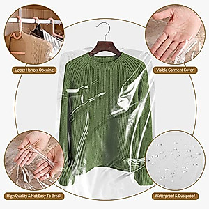 MTOATOUY 20 Pack Dry Cleaner Bags Plastic Clear Bags Transparent Clothing Dust Cover Dustproof Hanging Garment Bags(23.6 x 35.4 In)
