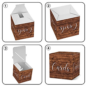 AWSICE Wood Pattern Card Box – 1 Set Card Receiving Box for Gift Envelope Money – Wedding Bridal Baby Shower Birthday Graduation Party Supplies Decorations (8"*8"*8")-A24