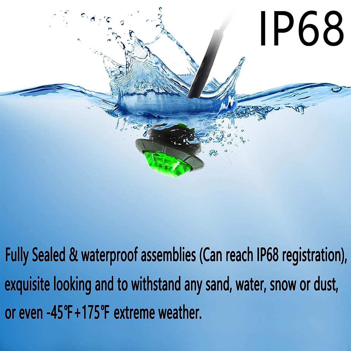 10 Pack Waterproof Marine Boat LED Lights, LED Underwater Lighting, Utility Led Interior Lights Navigation Lights Deck Courtesy Lights 12V for Yacht Boat Fishing Pontoon Sailboat Kayak (Green)