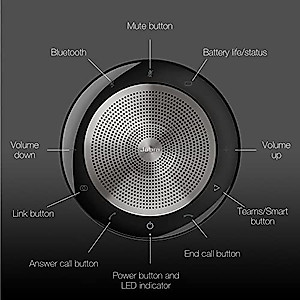 Jabra Speak 750 MS Speakerphone with Bluetooth Dongle- Teams Version- PC, MAC, Tablet, Smartphone Compatible, 7700-309 - Microfiber Cloth Included