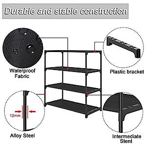 Hockmez 4-Tier Small Shoe Rack .Stackable Shoe Shelf Storage Organizer for Entryway Hallway Closet Bathroom Living Room (Black)