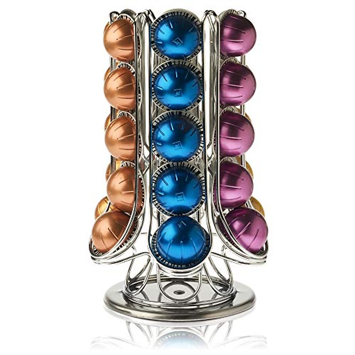 Peak Coffee Pod Holder for 30+ Nespresso Vertuo Vertuoline Pods- Extra Storage Available Inside Carousel – Capsules Storage Organiser 360° Rotating Rack Stand for Nespresso – Non Slip & Anti Scratch