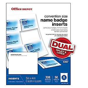 Office Depot Badge Inserts, 3in. x 4in., White, Pack Of 300, OD98845