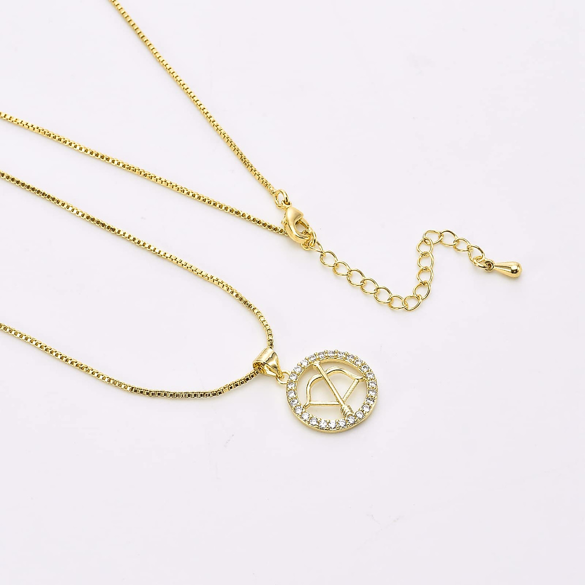 CharmJewelry 12 Constellation 18K Pendant Twelve zodiac logo gold jewelry Original Female 18K Light Luxury Fairy wind box Zai chain Zircon rhinestone pendant souvenir gift(Taurus)