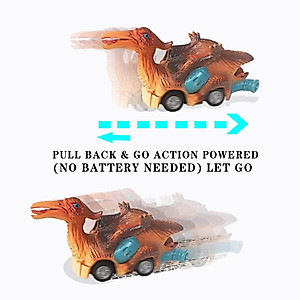 E EAKSON Dinosaur Toy Pull Back Cars, 12 Pack Dino Toys for 3 Year Old Boys and Toddlers, Boy Toys Age 3,4,5 and Up, Pull Back Toy Cars, Dinosaur Games with T-Rex