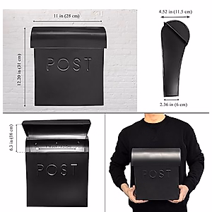 NACH Wall Mount Mailboxes for Outside, 11x4.5x12.5 in Black Mailbox, Waterproof Mailbox for House - Vicki-Style Mailbox