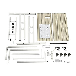 GDAE10 Mobile Stand Up Desk, Adjustable Standing Desk with Wheels Home Office Workstation, Portable Rolling Desk Laptop Cart (Beige)