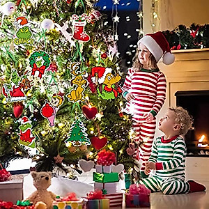 32PCS Christmas Tree Hanging Decorations,Double Side Print Holiday Xmas Ornaments Christmas Decorations Indoors Home Decor