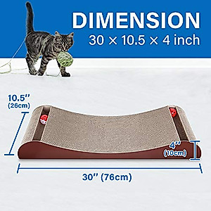ScratchMe Cat Scratcher Cardboard Lounge Bed with Bell Ball Toy