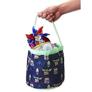 Disney Star Wars Mandalorian Yoda Collapsible Nylon Basket Bucket Tote Bag (One Size, Blue)