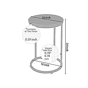 AZL1 Life Concept Accent Marble Sofa Laptop C Shaped Side Table for Living Room Bedroom Balcony Family and Office