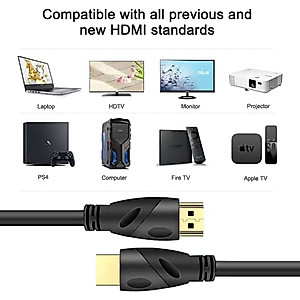 Jorenca 4K HDMI Cable 50FT (HDMI 2.0,18Gbps) Ultra High Speed Gold Plated Connectors,Ethernet Audio Return,Video 4K,FullHD1080p 3D Compatible with Xbox Playstation Arc PS3 PS4 PS9 PC HDTV - Black