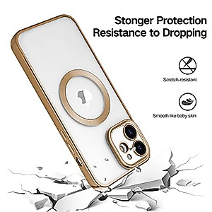 KANGHAR for iPhone 12 Case Magnetic [Support Magsafe Charger] Wireless Anti-Scratch Shockproof Clear Four Corner Cushion Screen Protector Anti-Dropping Full Body Protection Cover-Gold