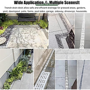 304 Stainless Steel Channel Drain, U - Shaped Channel Drain Heavy Duty Trench Drain for Outdoor Garage Yard Indoor Hotel Kitchen Bathroom(116x20x15cm/46x6x6in)