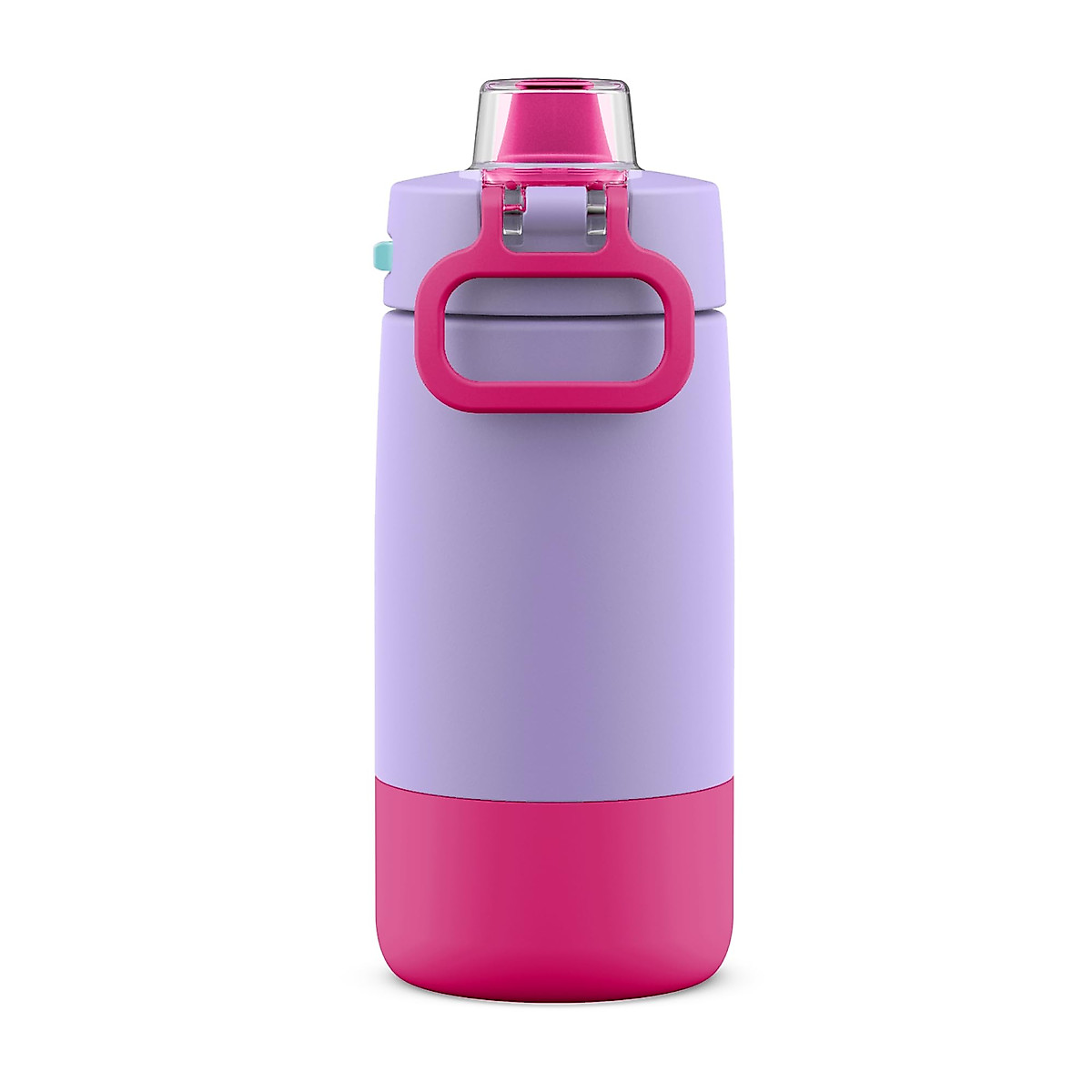 Ello Kids Colby 12oz Stainless Steel Insulated Water Bottle with Straw and Built-In Silicone Coaster (Lilac/Pink)