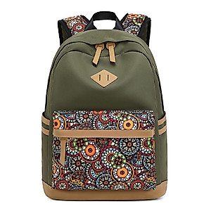 Swacort Backpack for School Women Canvas Travel Laptop Backpacks for Boys Girls Schoolbag Toddler Kids Bookbag Casual Lightweight Back Pack Cute Carry on Tactical Daykpack Army Green