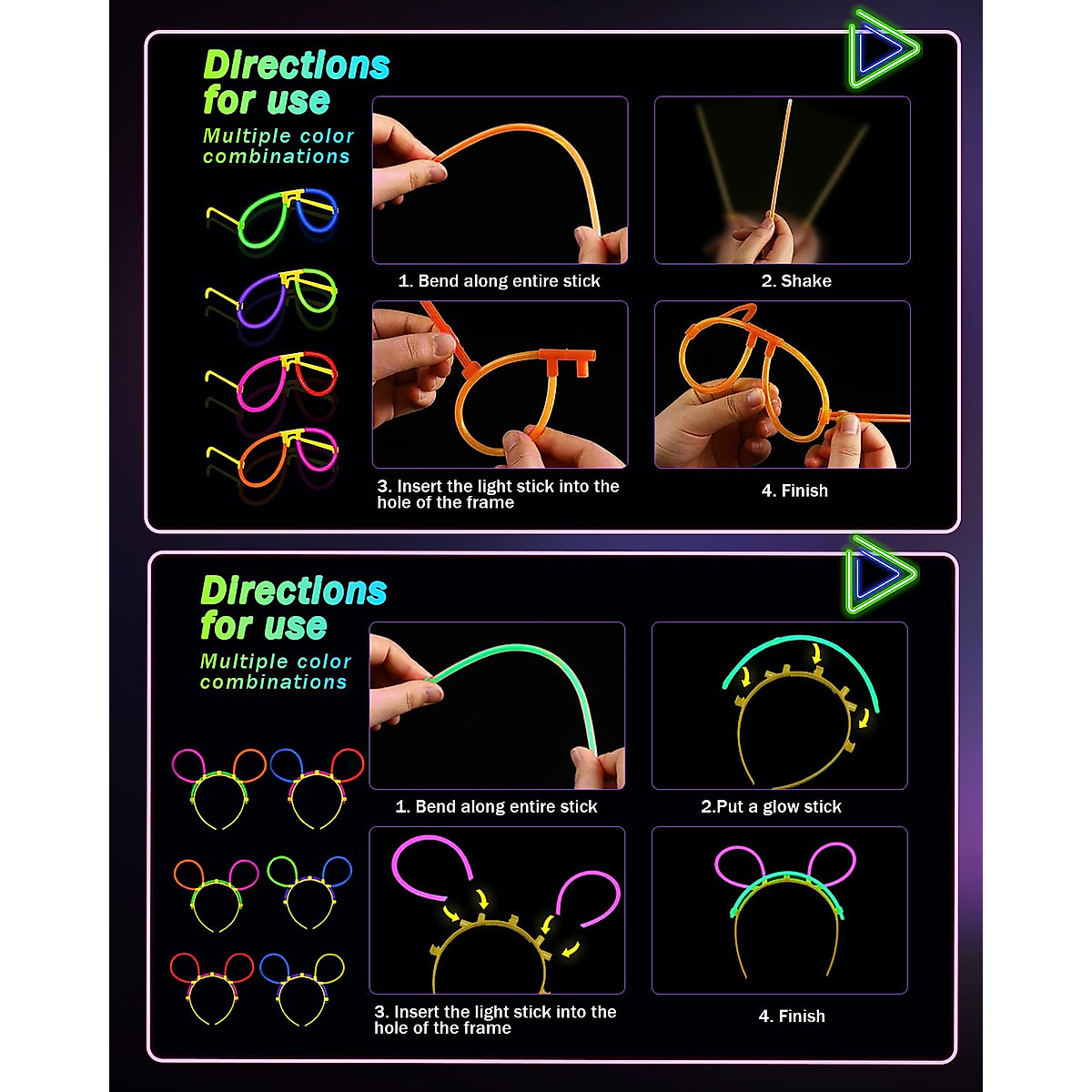 275 PCS Glow in the Dark Party Supplies for Kids Adults, Light Up Party Favors, Glow Sticks Bulk Party Pack Bracelets Finger Lights Glasses Headband LED Light Hair Wedding Birthday New Year Halloween