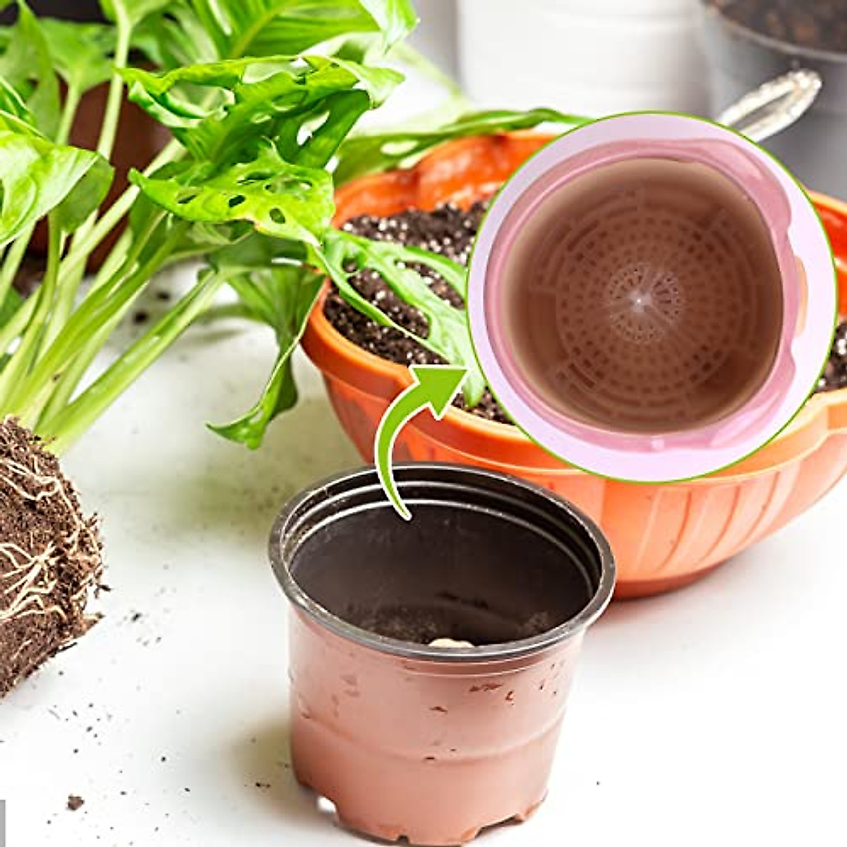 30 Pcs Upgraded Cone Flower Pot Hole Mesh Pad DIY Planter Bottom Grid Mat Mesh Hole Screens for Keeping Soil from Flowing-Prevent Soil Loss Breathable Gasket-Drainage Netting for Bonsai,3 Sizes