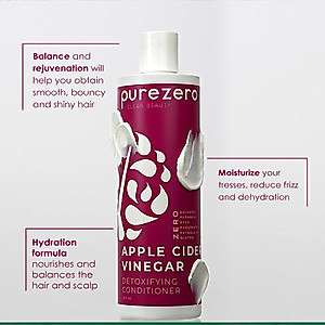 Purezero Apple Cider Vinegar Shampoo & Conditioner Set - Detox Scalp & Hair - pH balanced -Increase Hydration - Zero Sulfates, Parabens, Dyes - 100% Vegan & Cruelty Free - Great For Color Treated Hair
